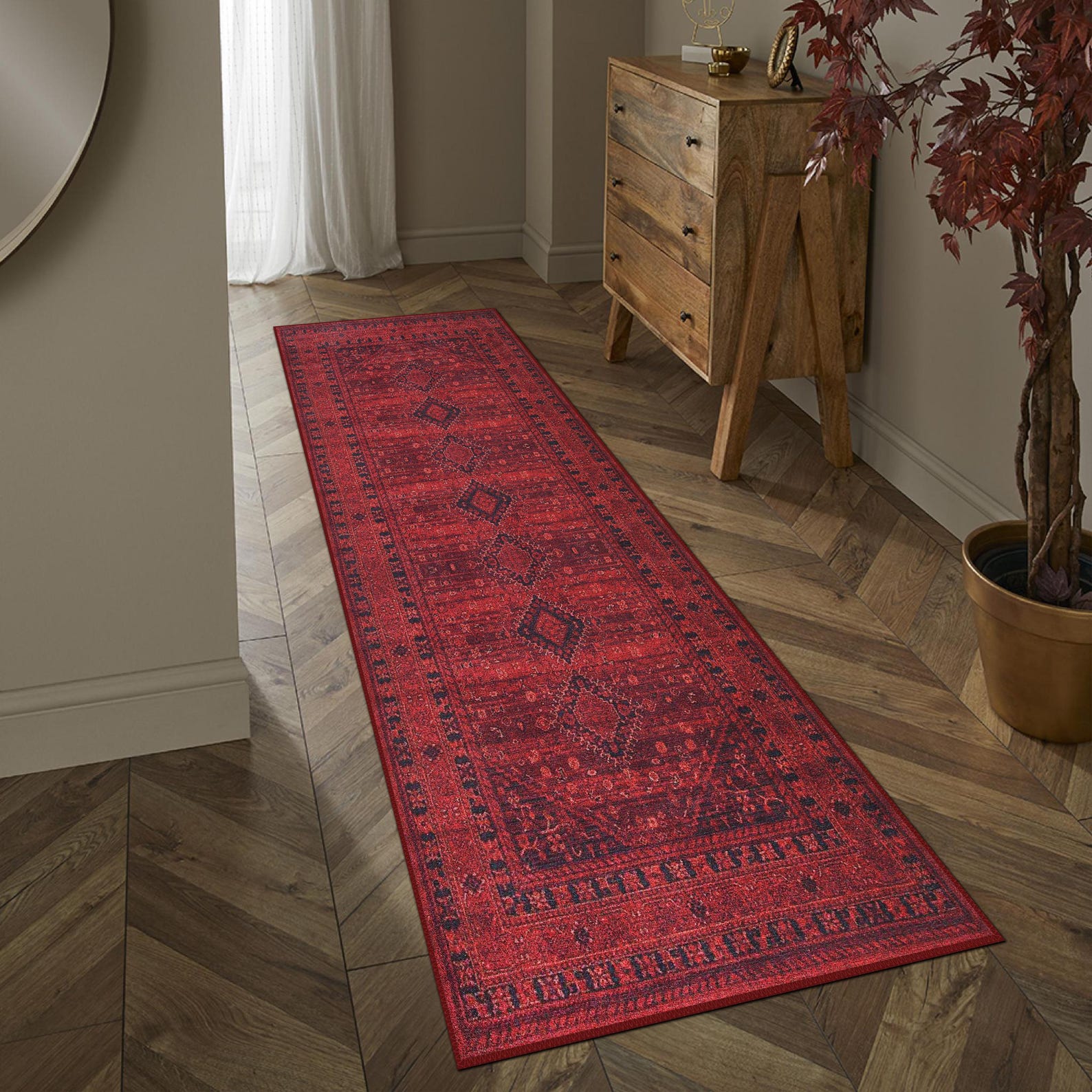 Turkish Red Rug, Oriental Rug for Home Living Room, Ethnic Rug, Area ...