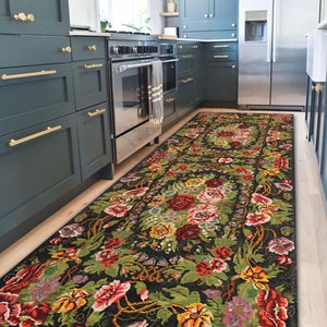 Karabagh Rug, Floral Pattern Cotton Rug, Azerbaijan Pattern, Large Area ...