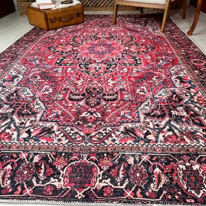 Trendy Look, Red Persian Style Rug, Vintage Style Turkish Rug, Ethnic ...
