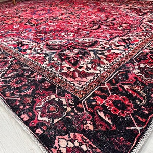 Trendy Look, Red Persian Style Rug, Vintage Style Turkish Rug, Ethnic ...