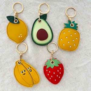PU Leather Fruit Air Tag Key Ring-cute Key Fob Holder-key Pocket-car ...