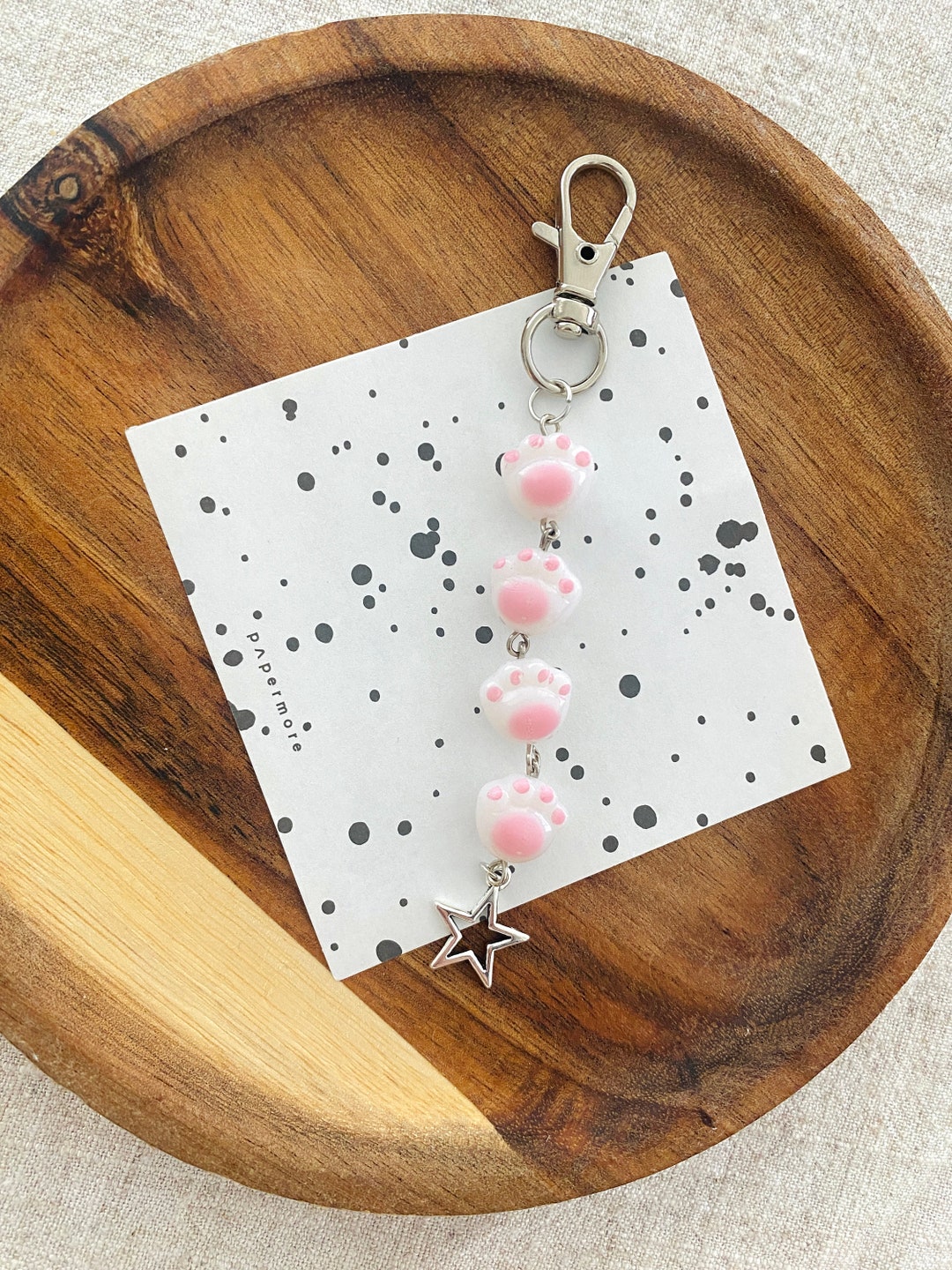 Handmade Kawaii Cat Paw Key Chain-y2k Pink Key Chain-cute Bag Charm-cat ...