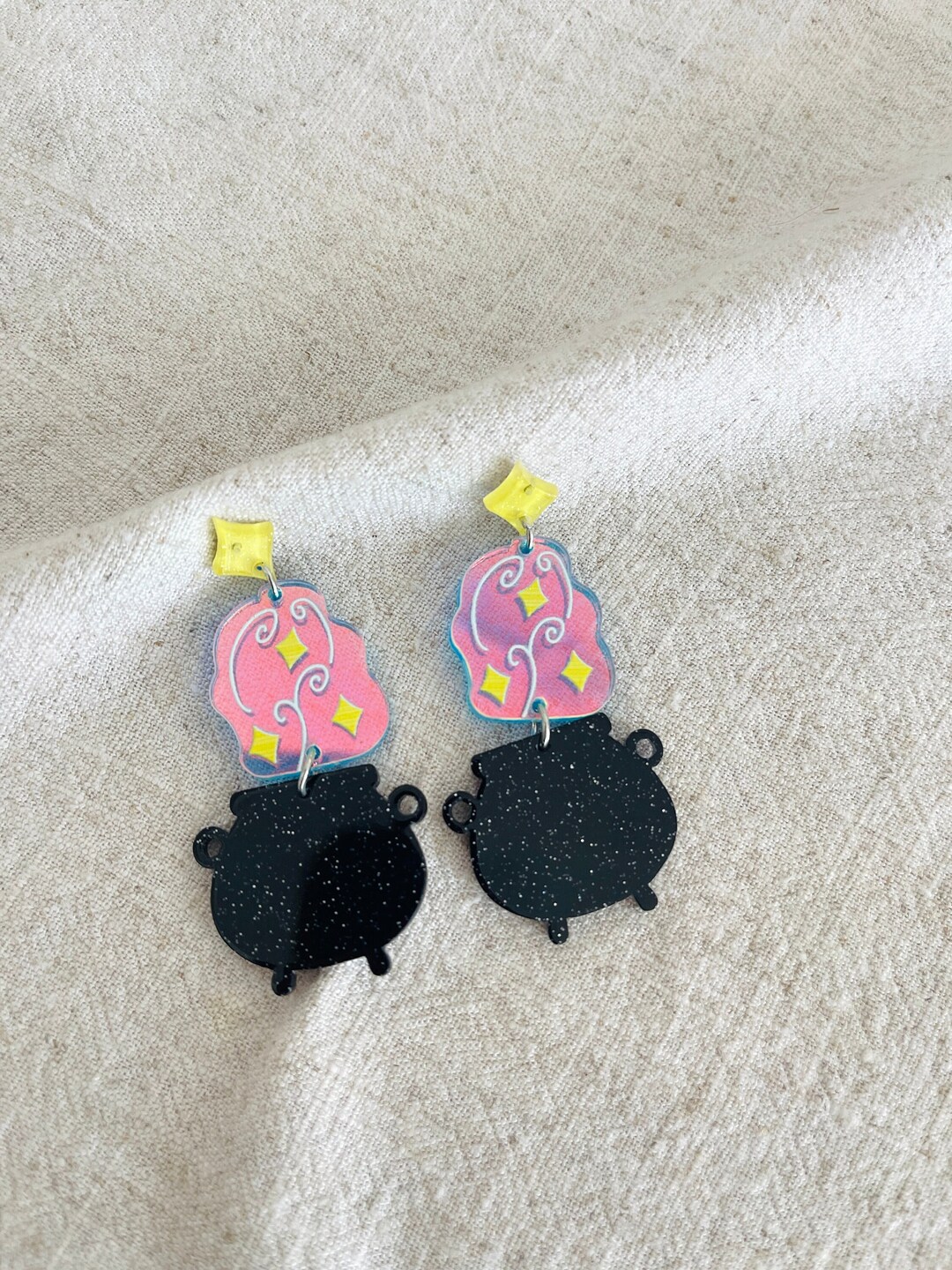 Iridescent Magic Pot Earring-cauldron Pot Earrings-witchy Earrings ...