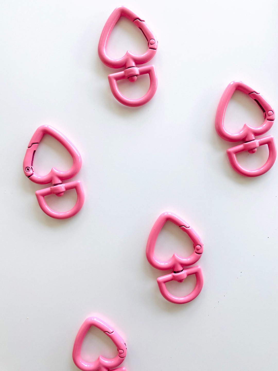 Pink Heart Metal Carabiner Key Chain Cute Car Key Ring Pendant-heart ...