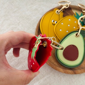 PU Leather Fruit Air Tag Key Ring-cute Key Fob Holder-key Pocket-car ...