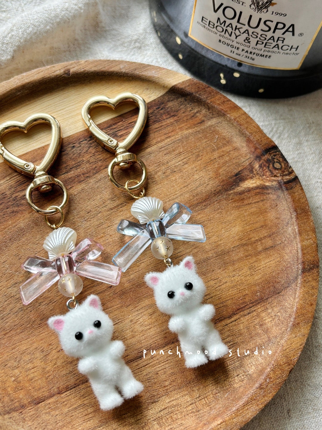 Cute Fuzzy Cat Bag Charm-handmade Angel Cat Charm-special Gift for ...