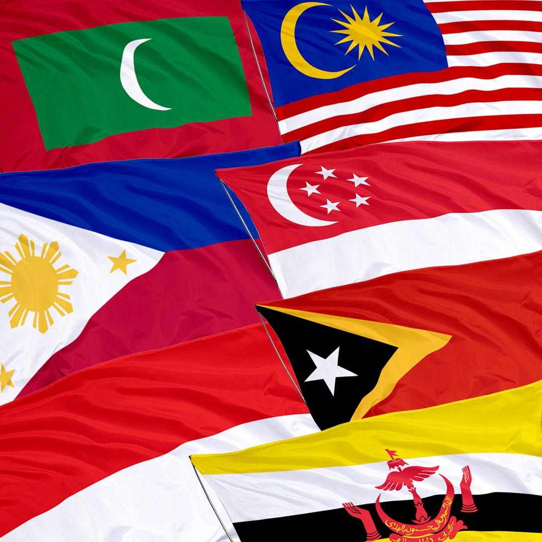 National Flags of Asian Countries: Brunei, Indonesia, Malaysia ...