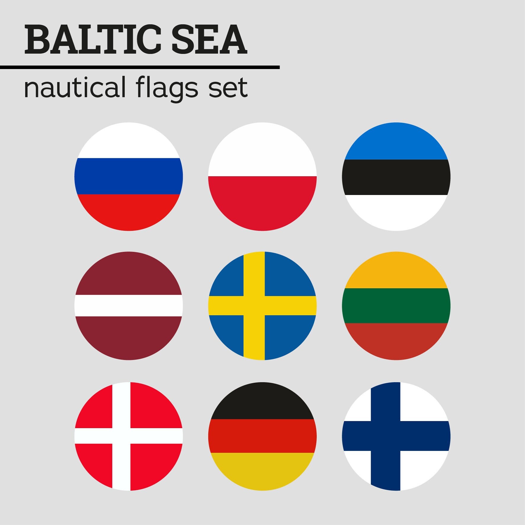 Nautical Flag SET of Baltic Sea Countries, Maritime Signal Code Flags ...