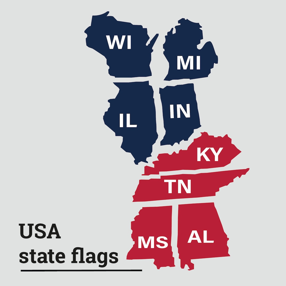 Banderas de los estados de EE.UU.: Wisconsin, Michigan, Illinois ...