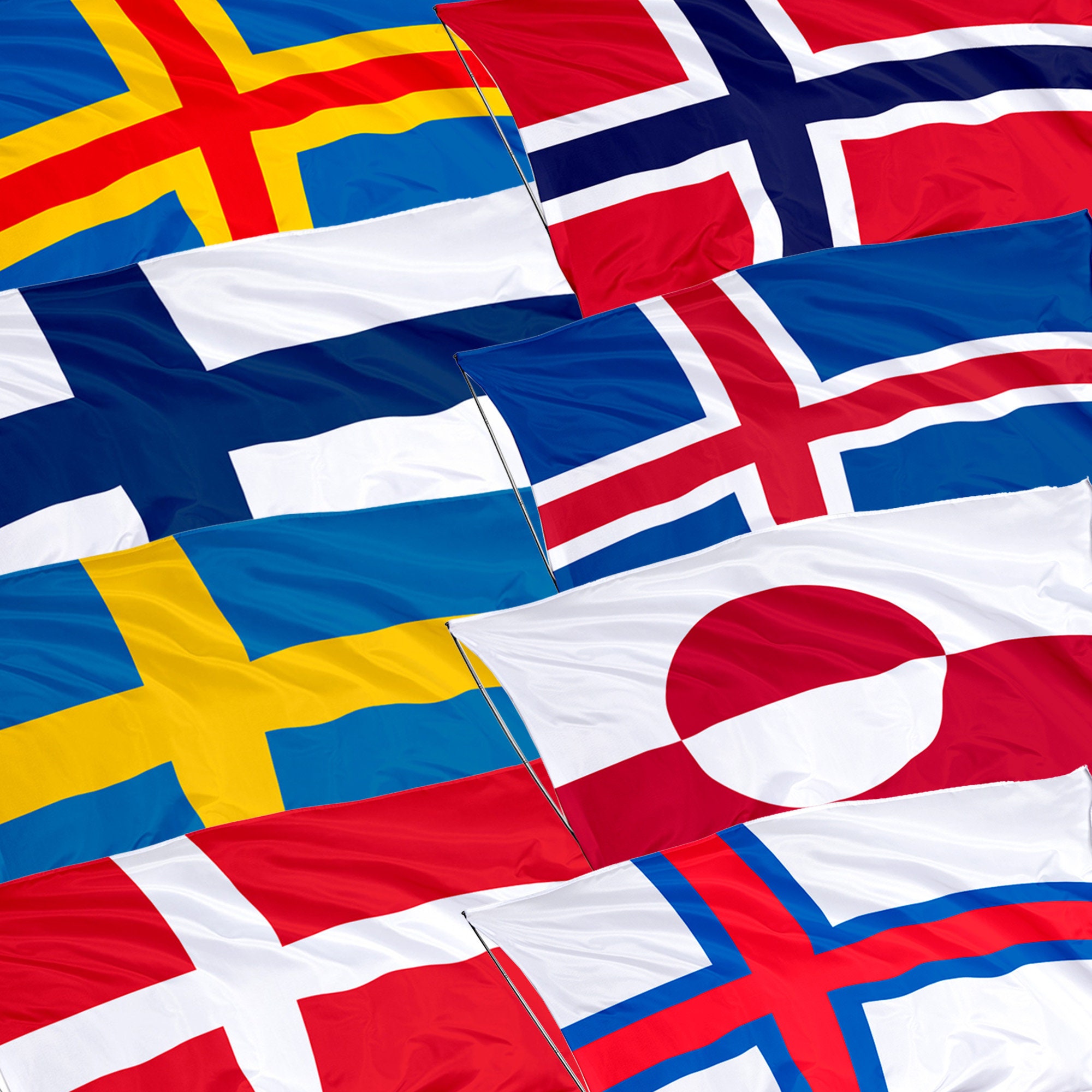 National Flags of North Europe: Denmark, Greenland, Faroe Islands ...
