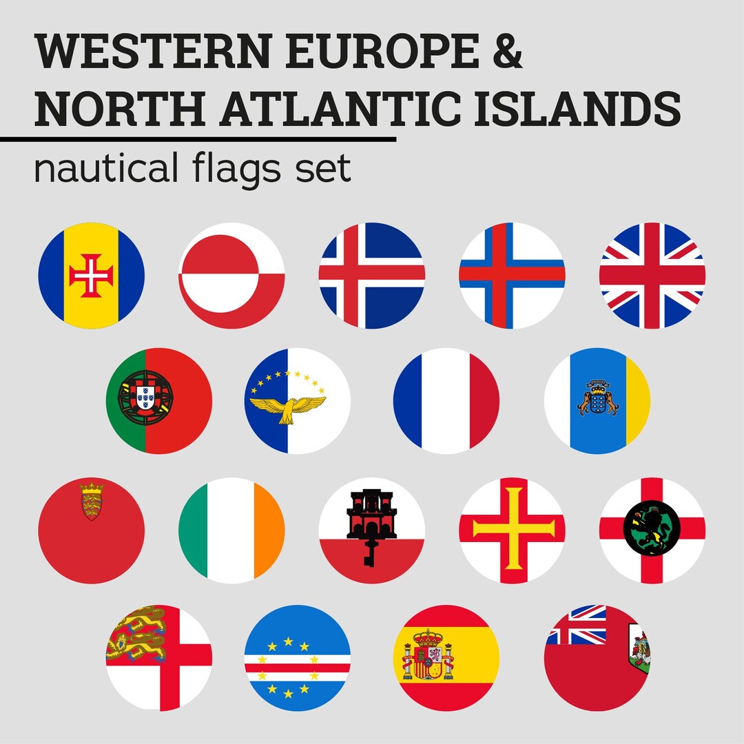 Nautical Flag SET Of Western Europe North Atlantic Islands Maritime