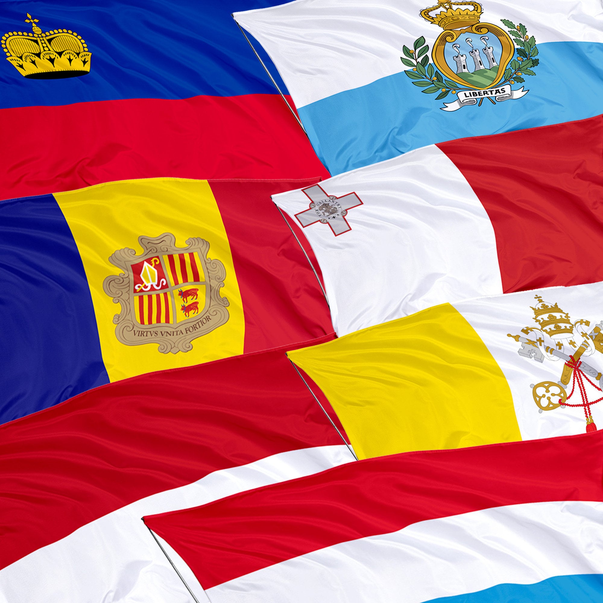 Flags of the Smallest Countries of Europe: Andorra, Vatican ...