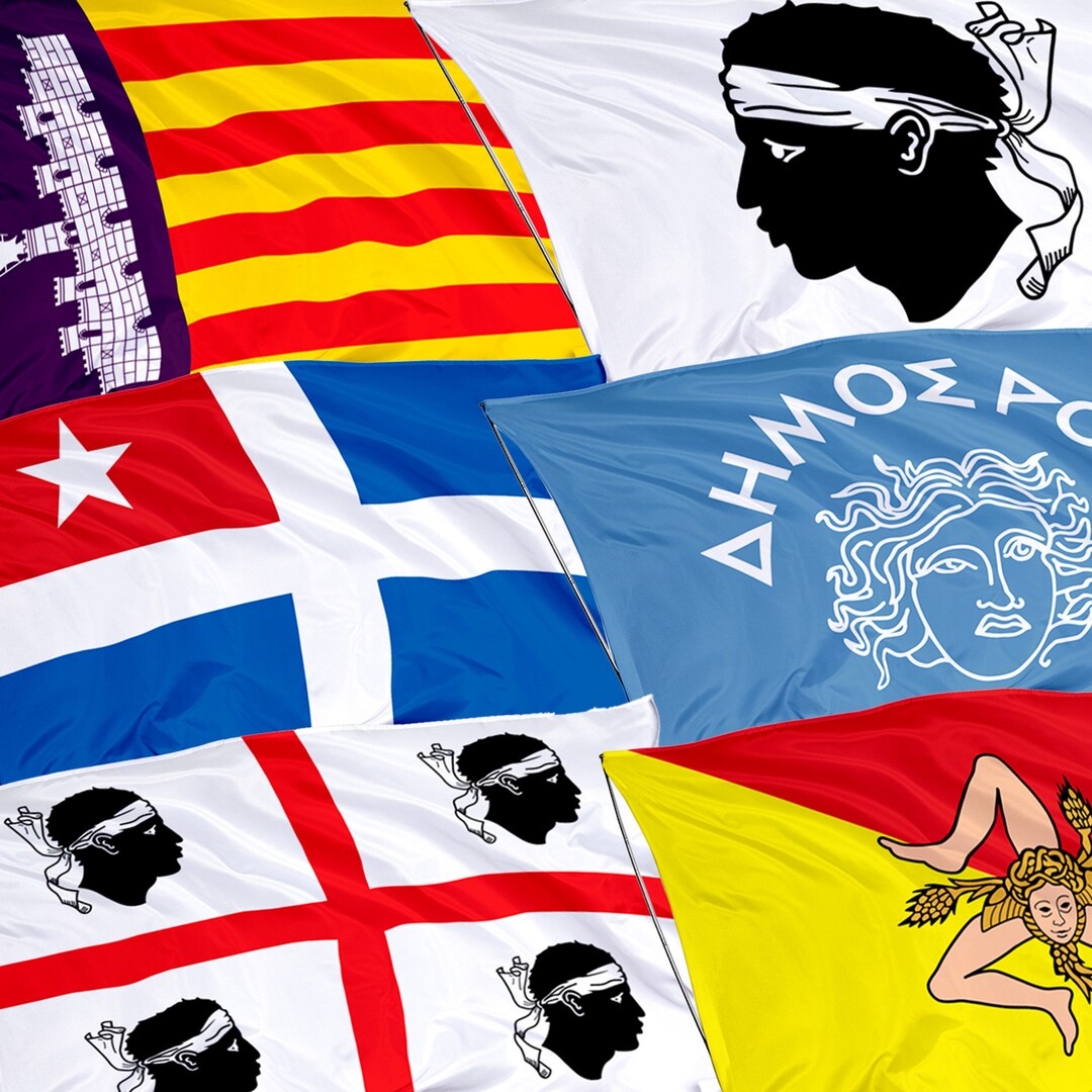 National Flags of European Islands: Crete, Sicily, Sardinia, Corsica ...