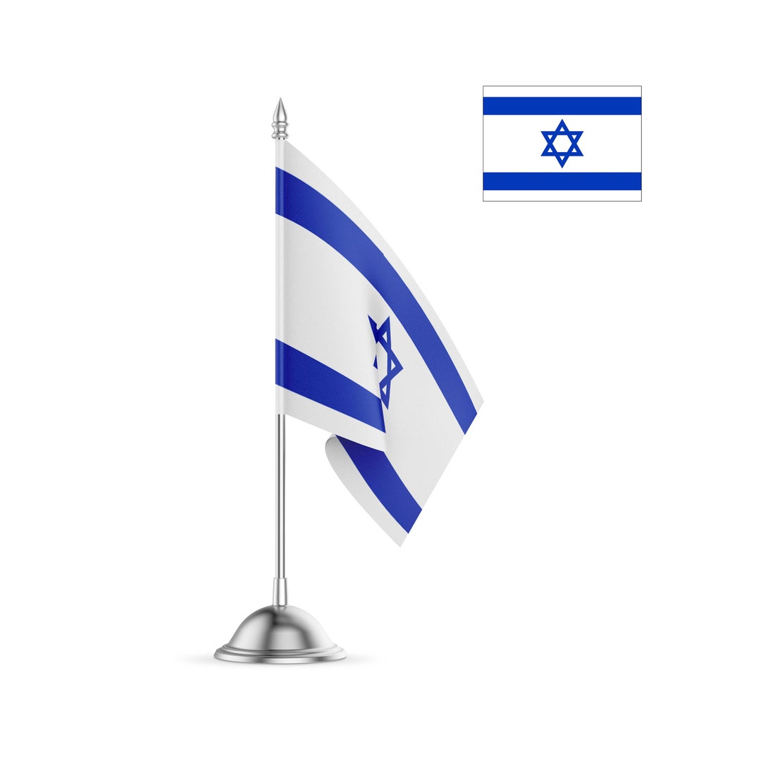 Table Flag of Israel, Metallic Table Stand, Chromed Desk Flag Holder ...