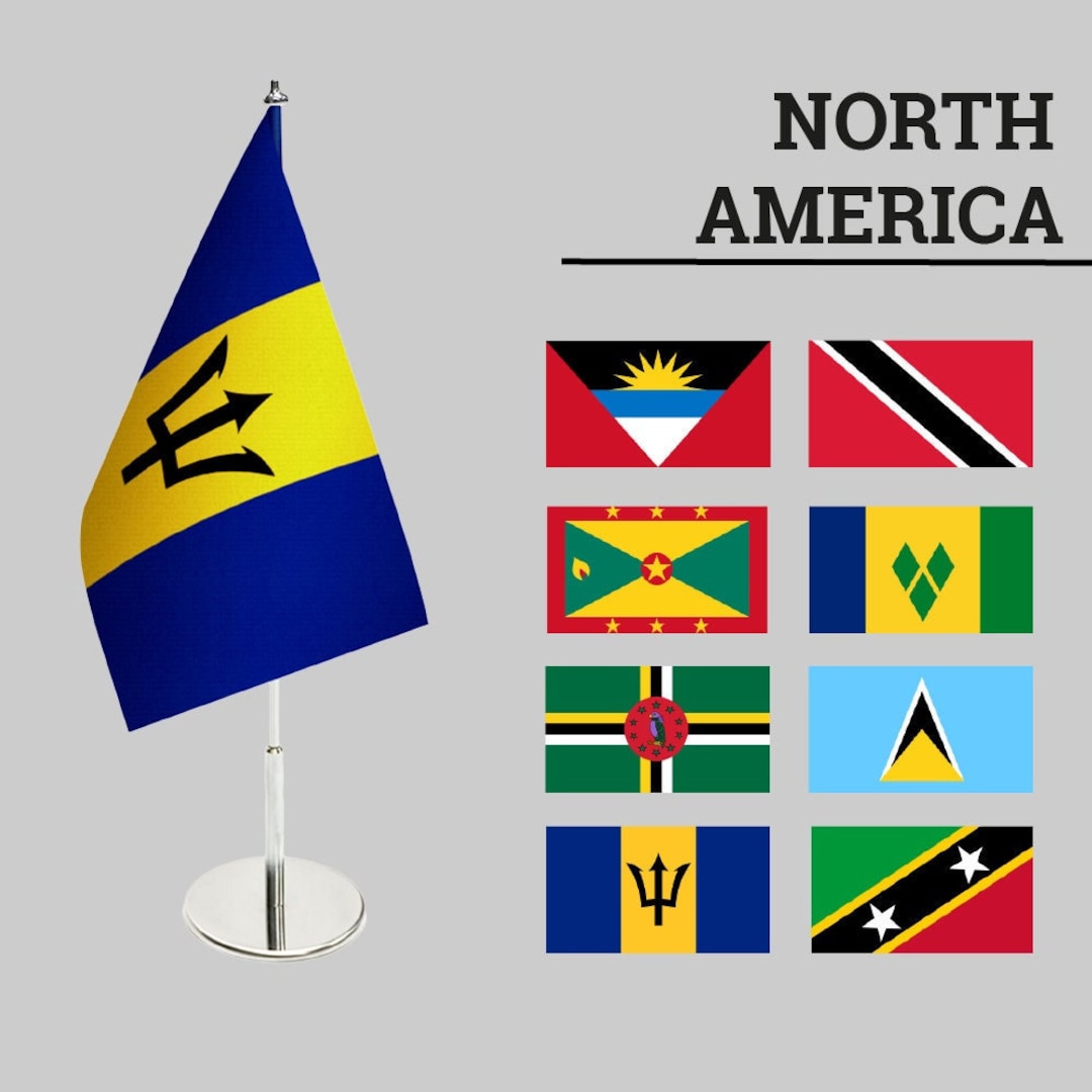 Table Flags of North America Countries, Metallic Table Stand, Chromed ...