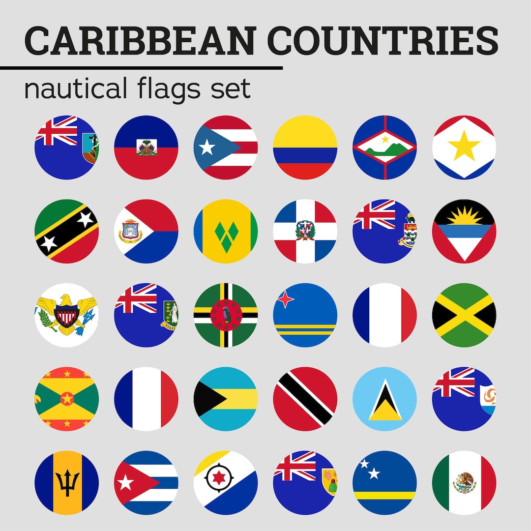 Nautical Flag SET of Caribbean Sea Countries, Maritime Signal Code ...