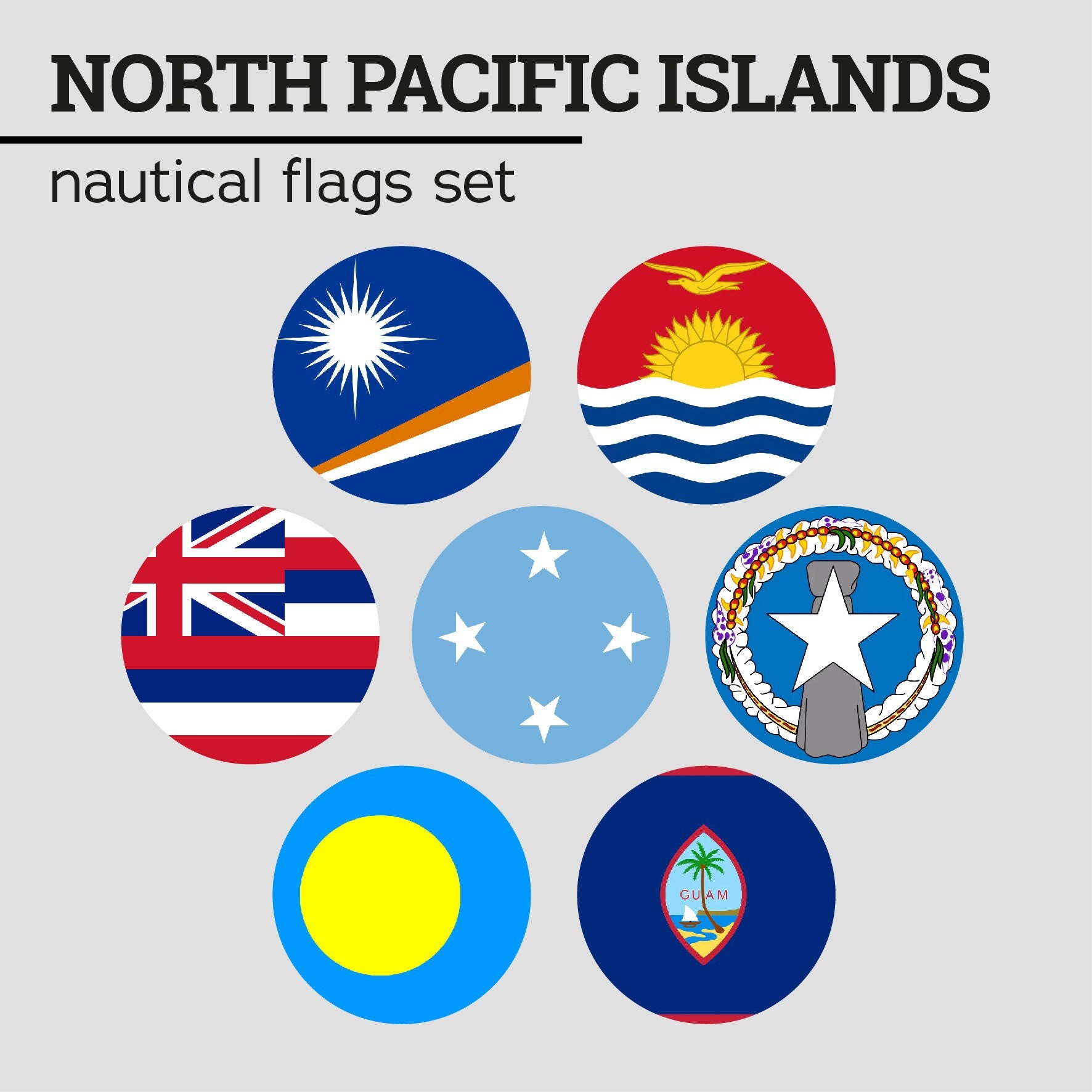 Nautical Flag SET of North Pacific Ocean Islands, Maritime Signal Code ...
