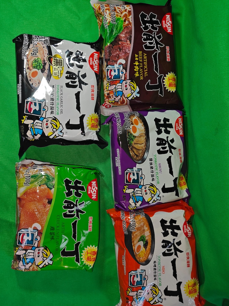 Nissin Ramen 5 Flavor Variety ASIAN IMPORT Miso, Garlic, Chicken, Beef ...
