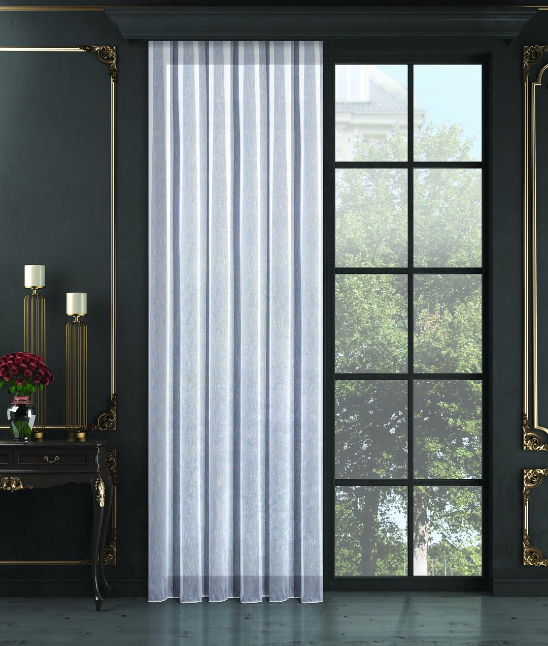 Shiny Sheer Curtain Panels, White Luxury Sheer Drapes for Living Room ...