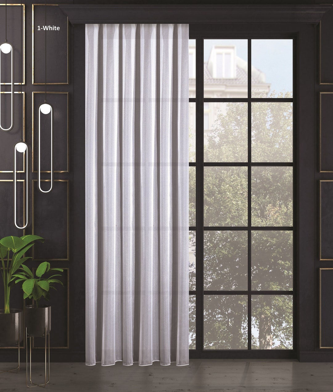 Pair of Shiny Curtain, Luxury Solid Sheer Curtain, Shimmering Custom ...