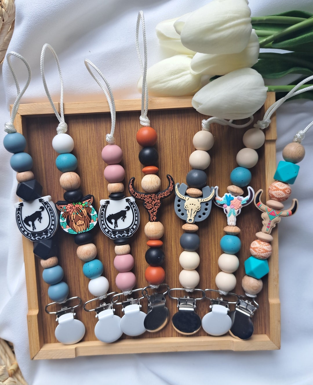 Western Cowboy Pacifier Clip, Stylish Baby Accessory, Cowboy, Cowgirl ...