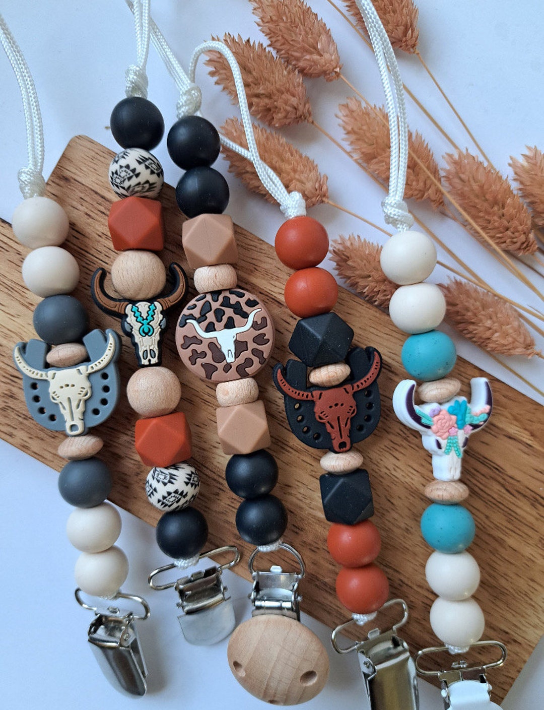 Western Inspired Silicone Pacifier Clip Rodeo Pacifier Clip Dummy Clip ...