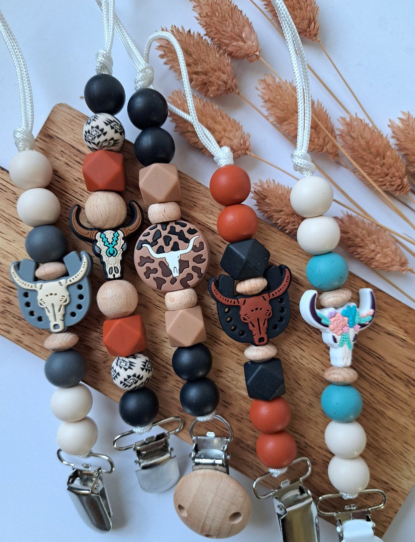 Western Inspired Silicone Pacifier Clip Animal Pacifier Clip - Etsy