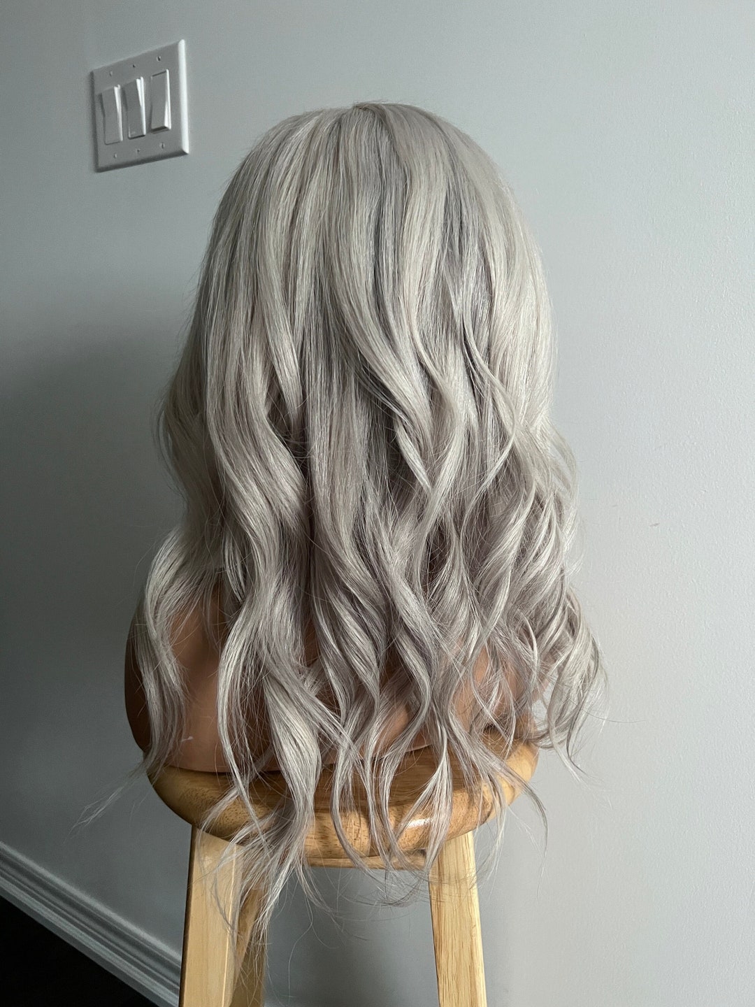 Custom Wig White With Grey Lowlights Pale Salt and Pepper Cuticles Kept ...