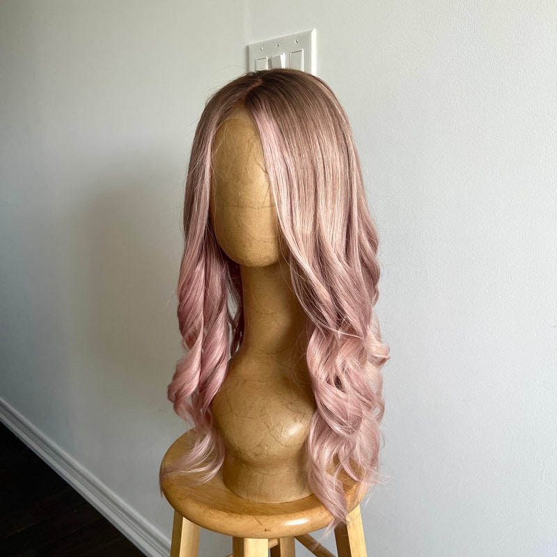 Pink Real Human Hair Wig - Etsy