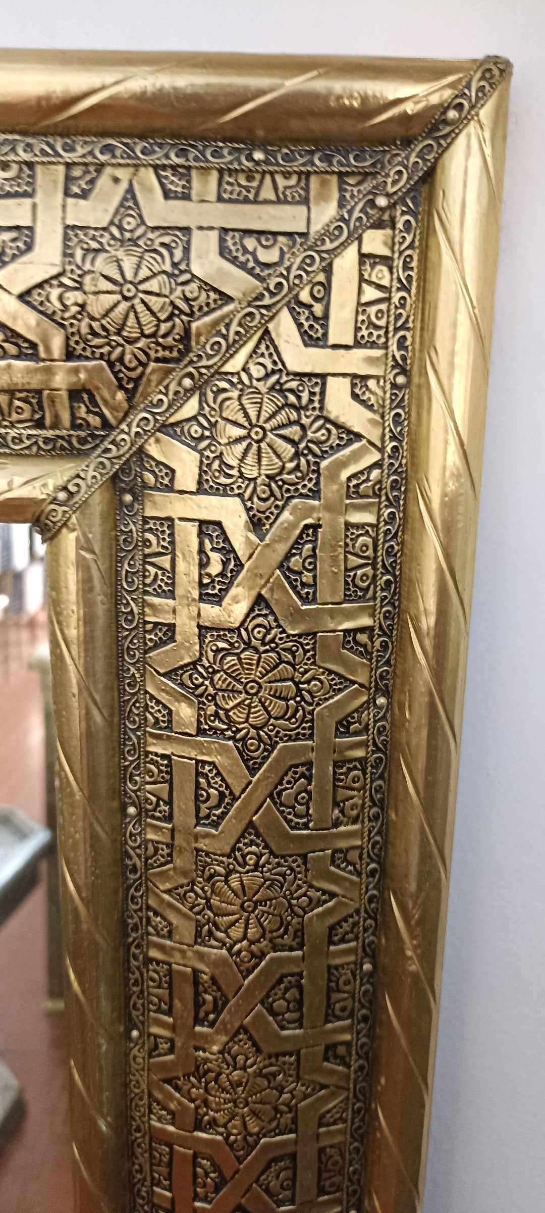 Moroccan Mirror, Large Mirror, Huge Mirror, Wall Tall Mirror, Full Length Scrying Mirror, Gold ...