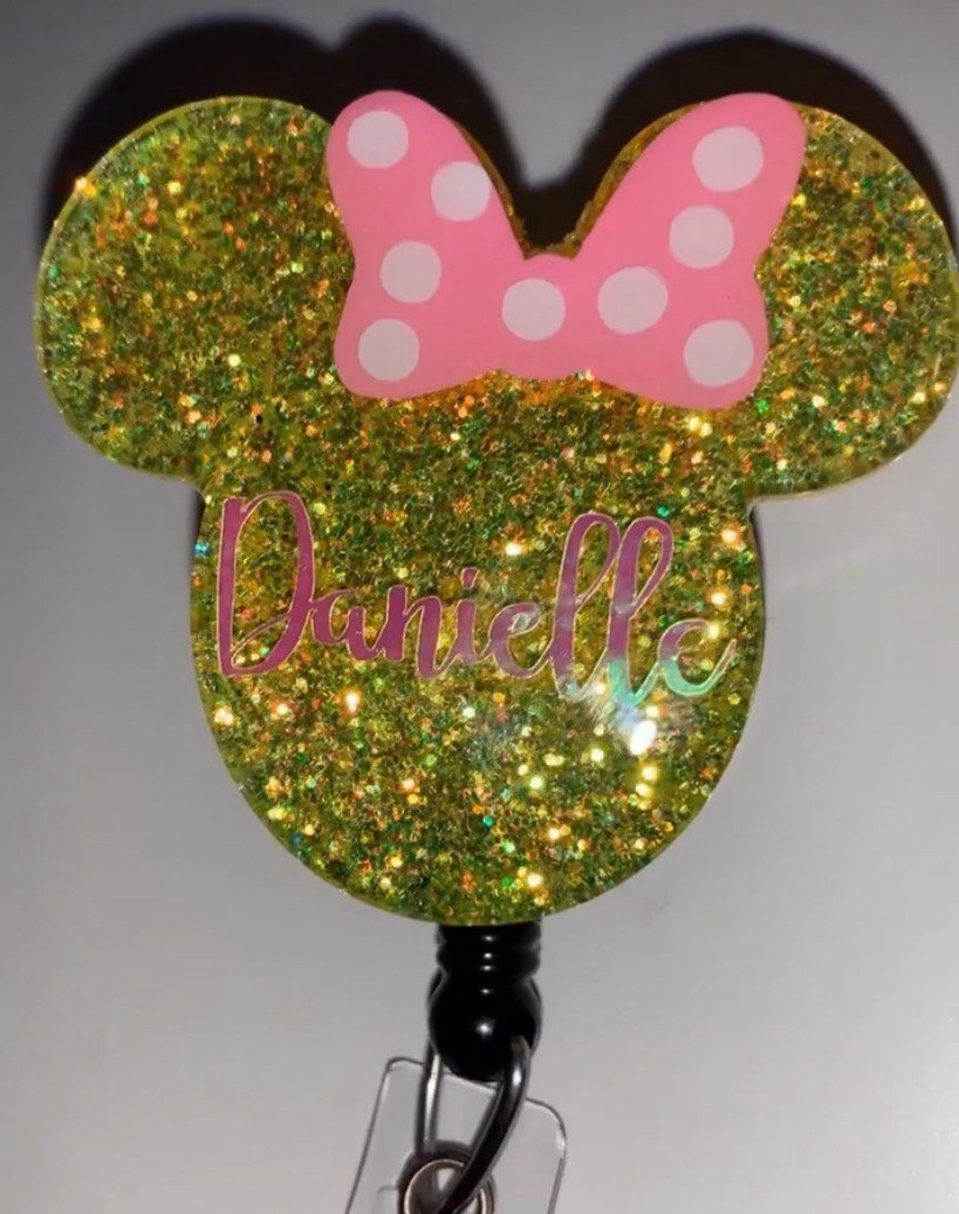 Personalized Mini Mouse Badge Reel, Custom Badge Reel , Glitter ...