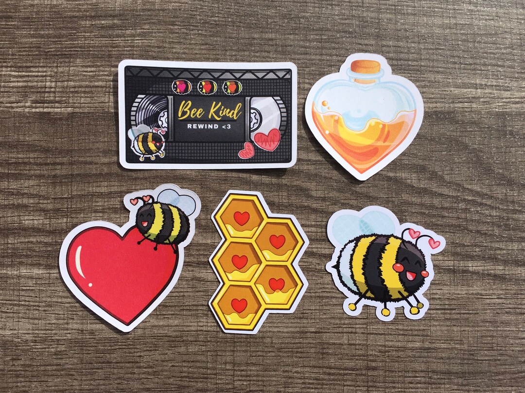 Save the Bees Themed Stickers! Cute "bee Loving" Bee, Honey and Heart ...