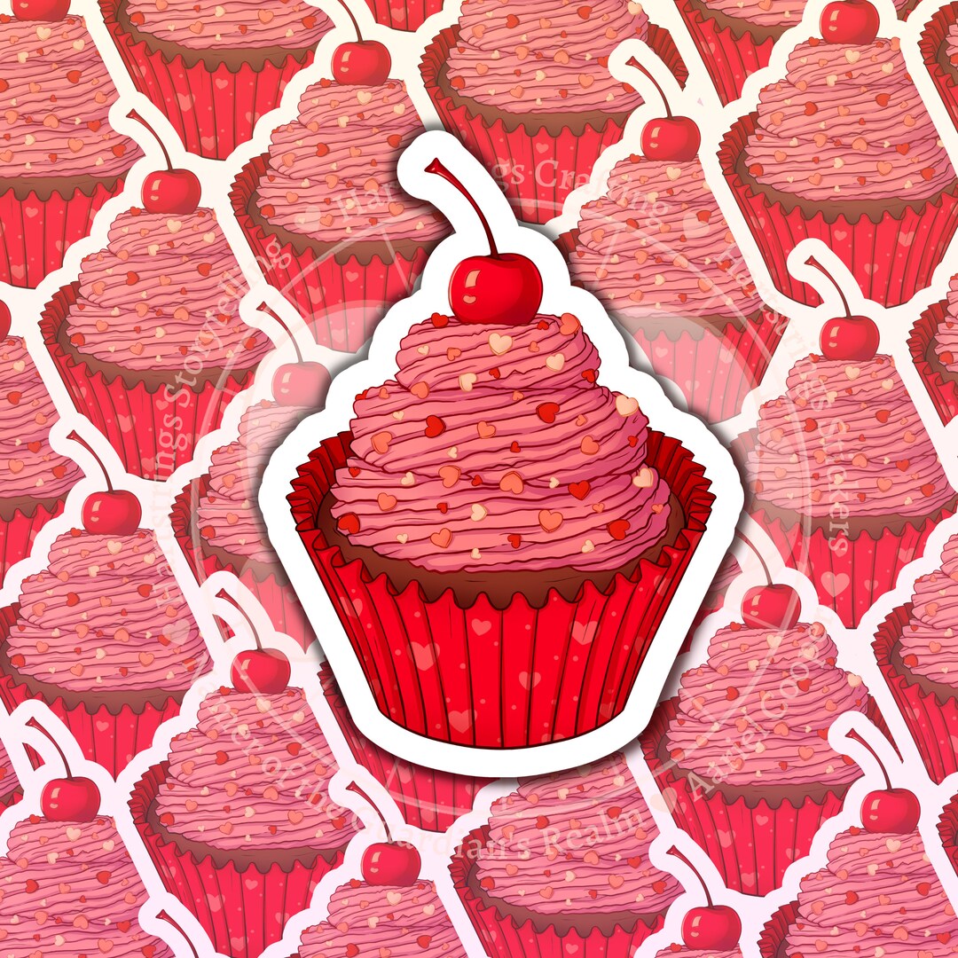 Cute Pink Cupcake Stickers! Heart Themed, Sweet and Perfect for ...