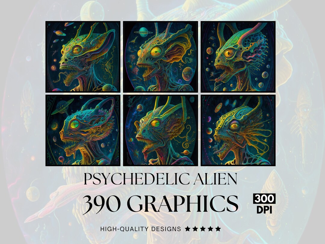 390 Psychedelic Alien Green Color, PNG Clipart Bundle, Sublimation ...