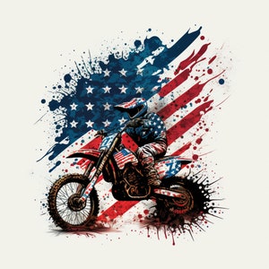 50 Dirt Bike American Flag, PNG Clipart Bundle, Sublimation Print ...