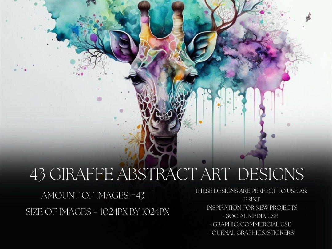 43 Giraffe Watercolour Abstract Designs PNG Clipart Bundle - Etsy UK