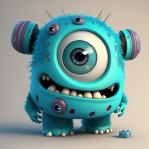 108 Monster V2 Cartoon 3D Art Designs, PNG Clipart Bundle, Sublimation ...