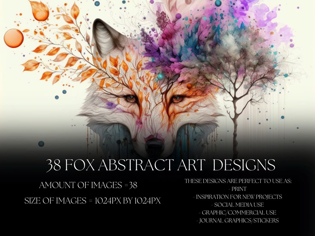 38 Fox Watercolour Abstract Designs PNG Clipart Bundle - Etsy