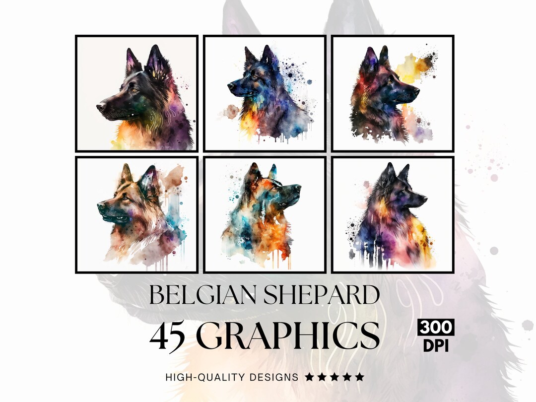 45 Belgian Shepard , PNG Clipart Bundle, Sublimation Print, Graphics ...