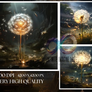 80 Fantasy Dandelion, PNG Graphics Bundle, Commercial Use, 300DPI ...
