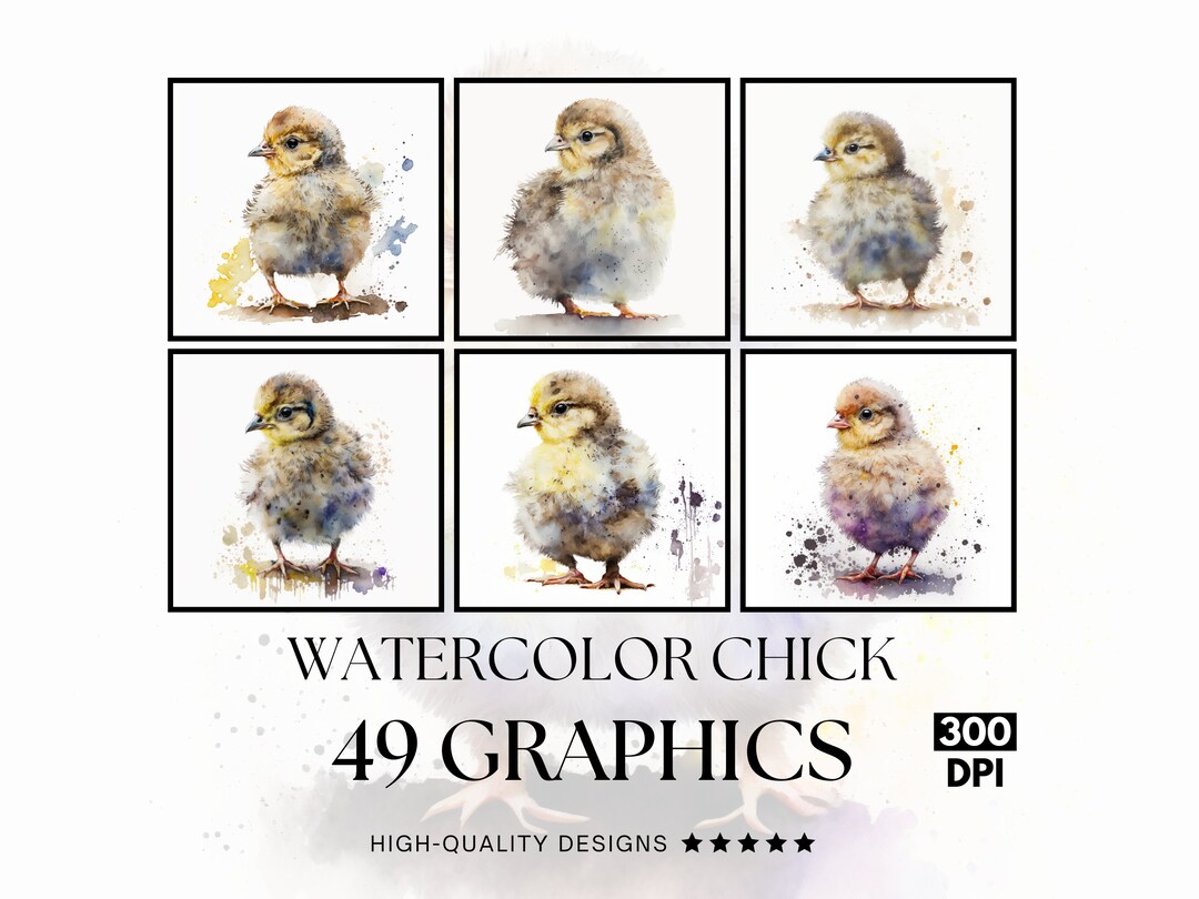 49 Abstract Watercolor Chick, PNG Clipart Bundle, Sublimation Print ...