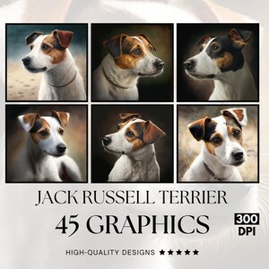 45 Jack Russell Terrier Art Designs PNG Clipart Bundle, Sublimation ...