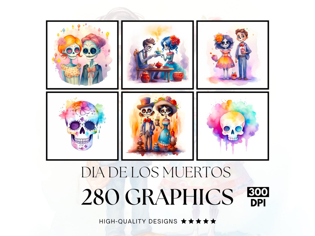 280 Dia De Los Muertos Sugar Skull Bundle, PNG Clipart Bundle ...
