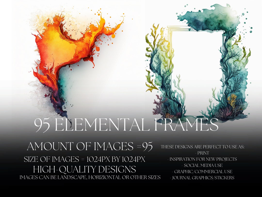 95 Elemental Frames PNG Clipart Bundle Sublimation Print - Etsy