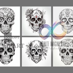 Sketch Sugar Skull, PNG Clipart Bundle, Sublimation Print, Graphics ...