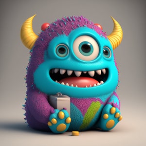 108 Monster V2 Cartoon 3D Art Designs, PNG Clipart Bundle, Sublimation ...