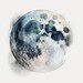 40 Abstract Watercolor Moon, PNG Clipart Bundle, Sublimation Print ...