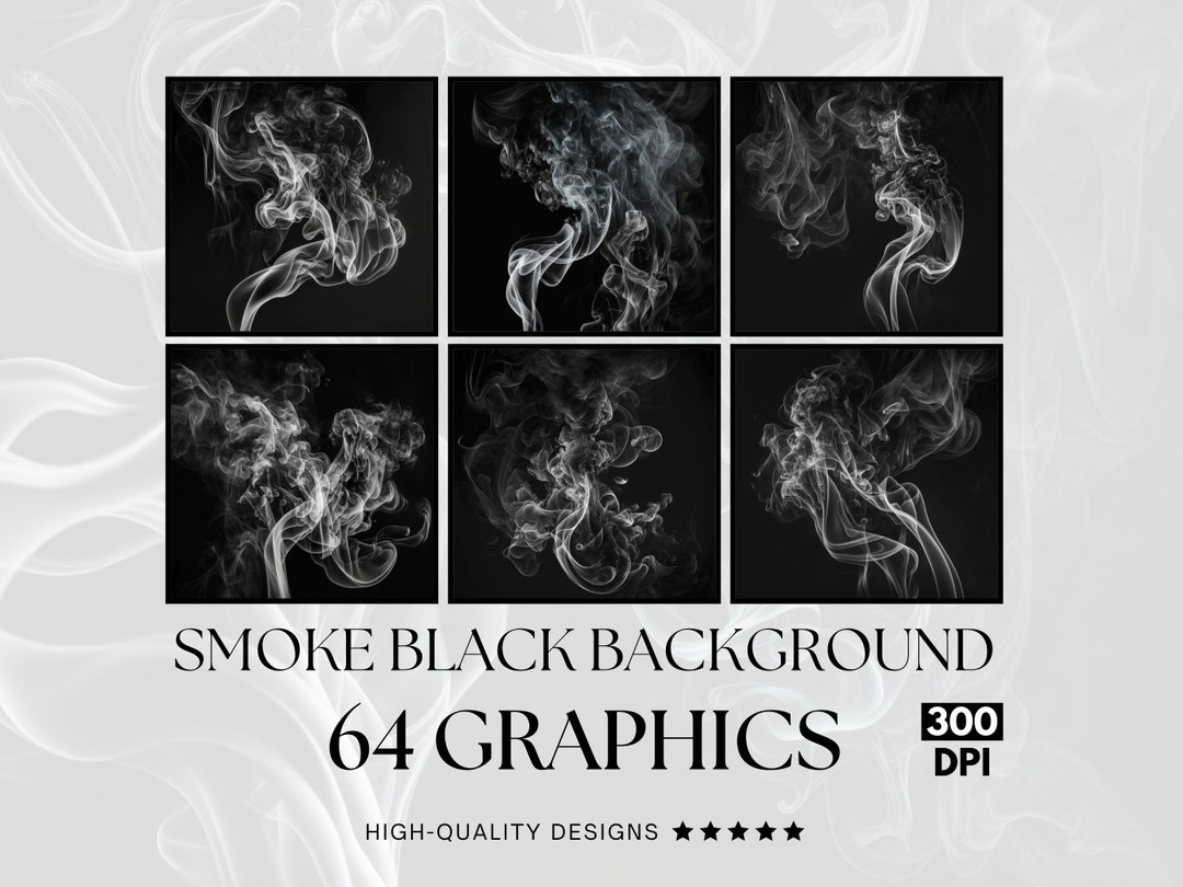 64 Smoke Black Background, PNG Clipart Bundle, Sublimation Print ...