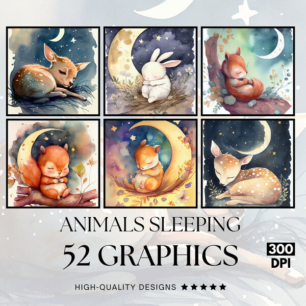 Sleeping Animals Clipart - Etsy
