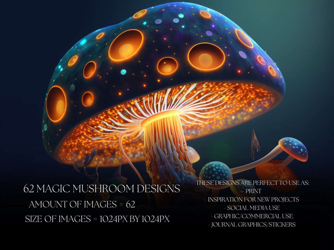 62 Magic Mushroom Designs PNG Clipart Bundle Sublimation - Etsy